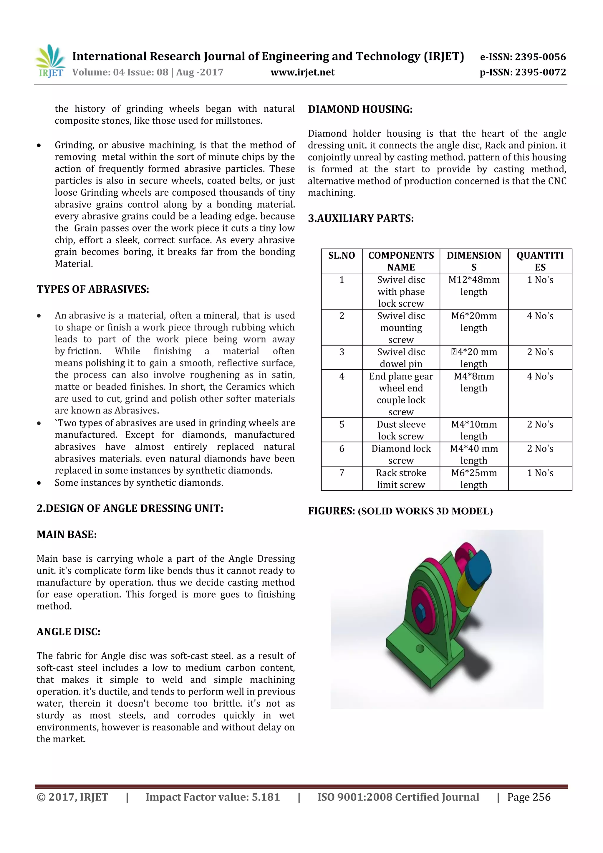 Design and Analysis of Grinding Wheel Angle Dressing Unit for Broach ...