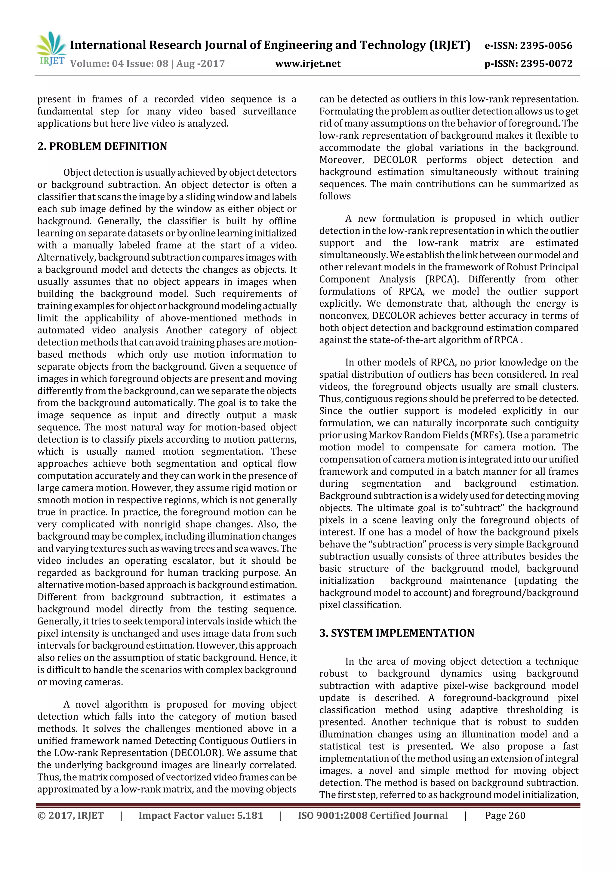 Human Motion Detection In Video Surveillance Using Computer Vision