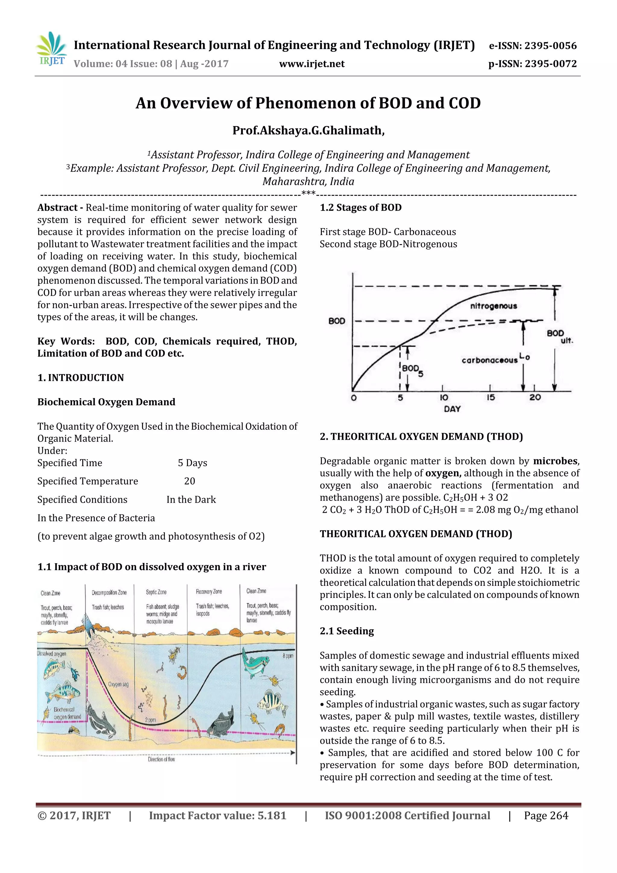 An Overview of Phenomenon of BOD and COD | PDF