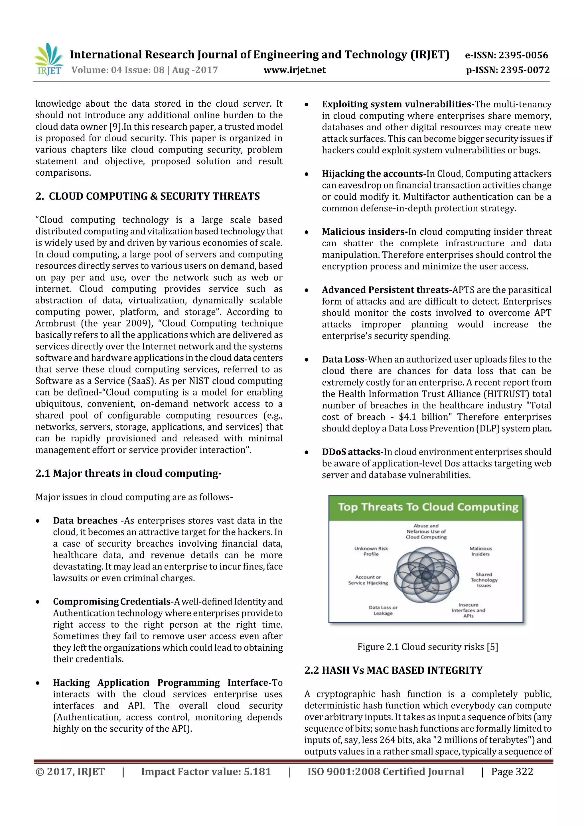 A Trusted TPA Model, to Improve Security & Reliability for Cloud Storage | PDF