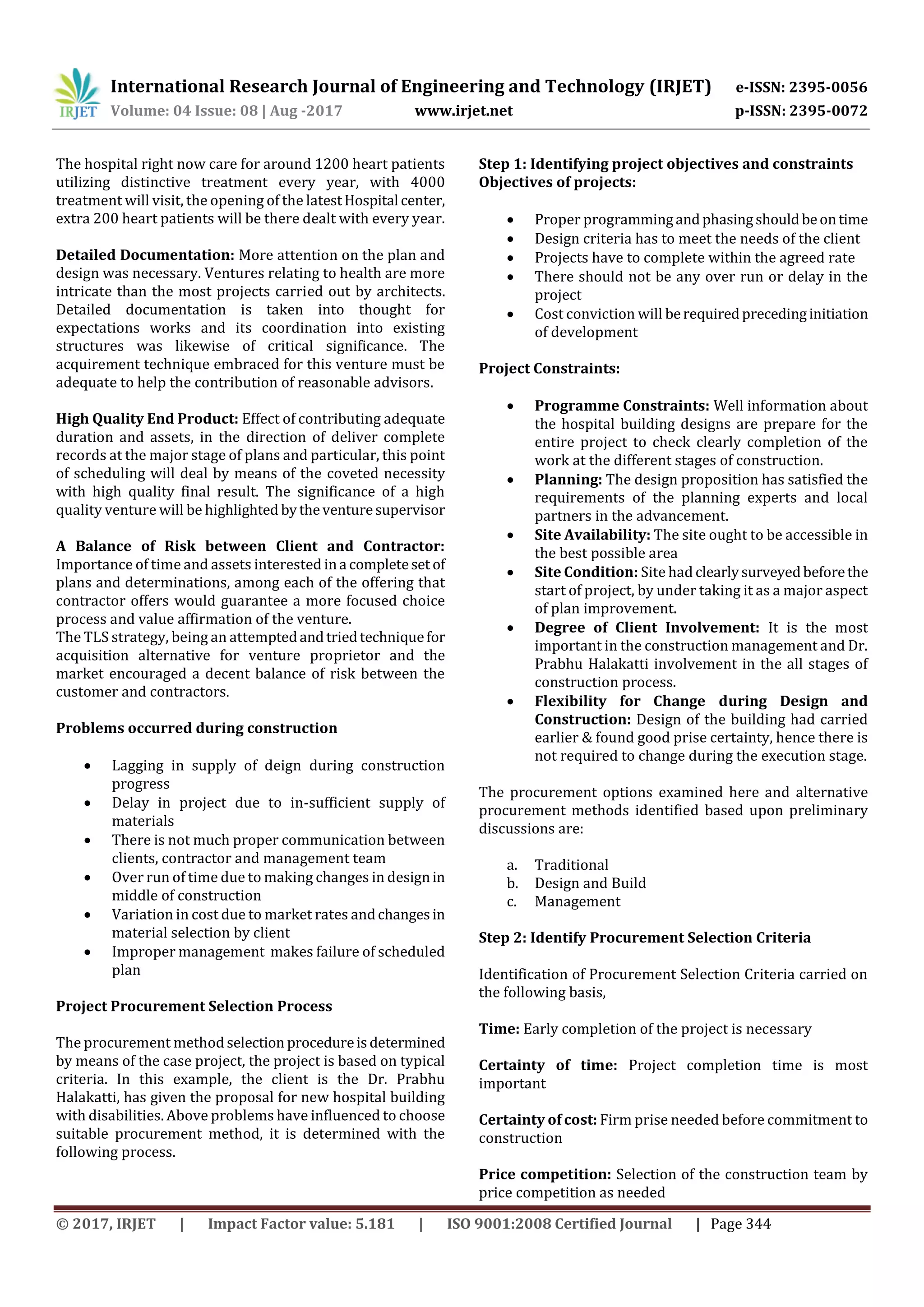 Study on Procurement Method Selection Procedure in Construction Industry | PDF