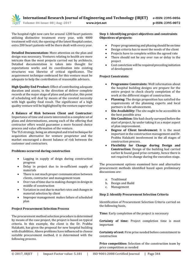 Study on Procurement Method Selection Procedure in Construction Industry | PDF