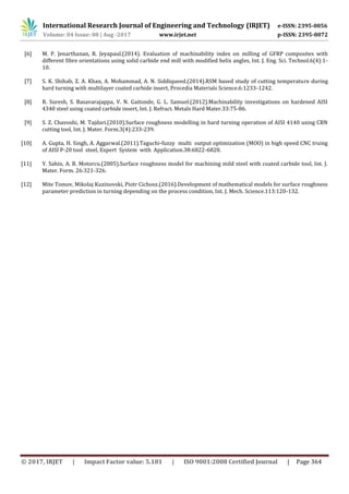 Taguchi based Optimization of Cutting Parameters Affecting Surface Roughness in Dry CNC Turning ...