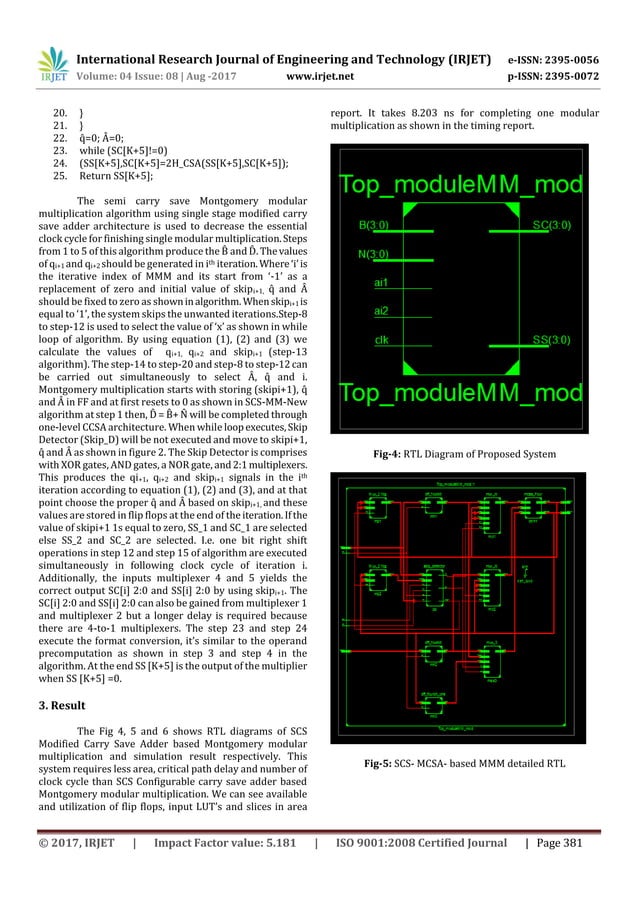 Scs Mcsa Based Architecture For Montgomery Modular Multiplication Pdf