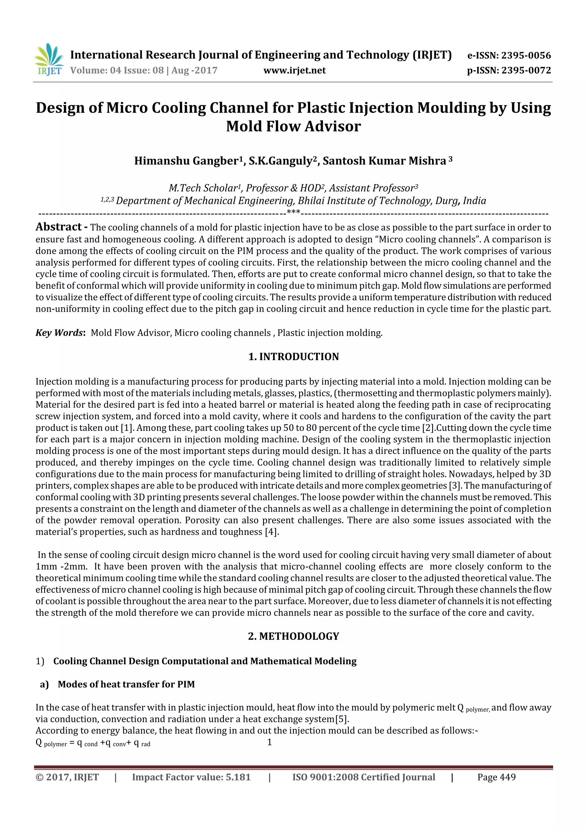 Design of Micro Cooling Channel for Plastic Injection Moulding by using ...
