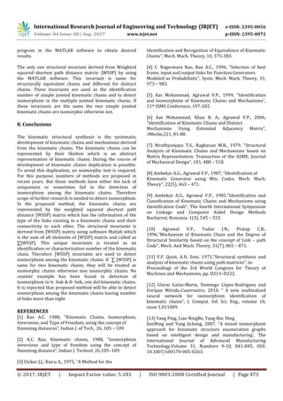 Isomorphism Identification and Structural Similarity & Dissimilarity Among the Kinematic Chains ...