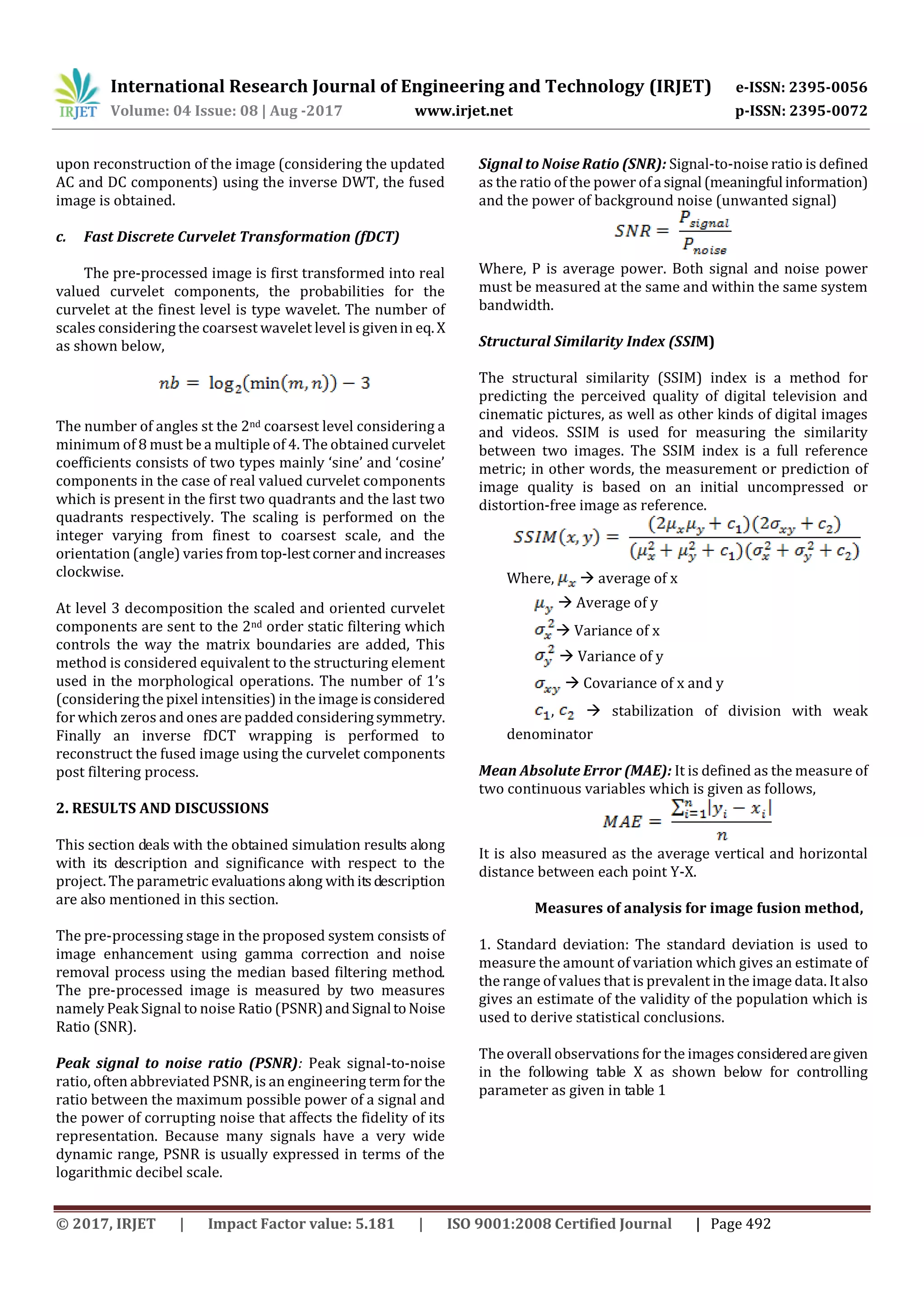 Fusion Of Images Using Dwt And Fdct Methods Pdf 