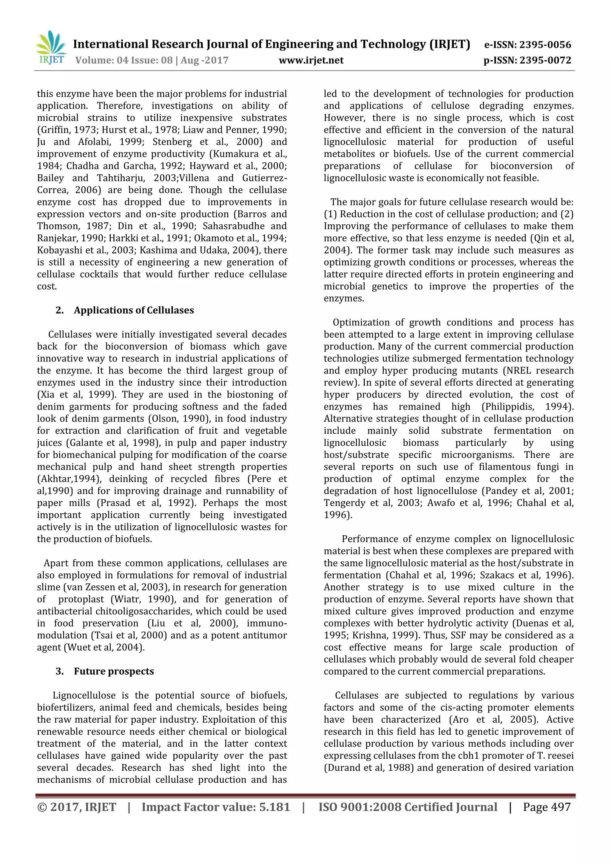 Bioconversion of Cellulosic Materials by the action of Microbial ...