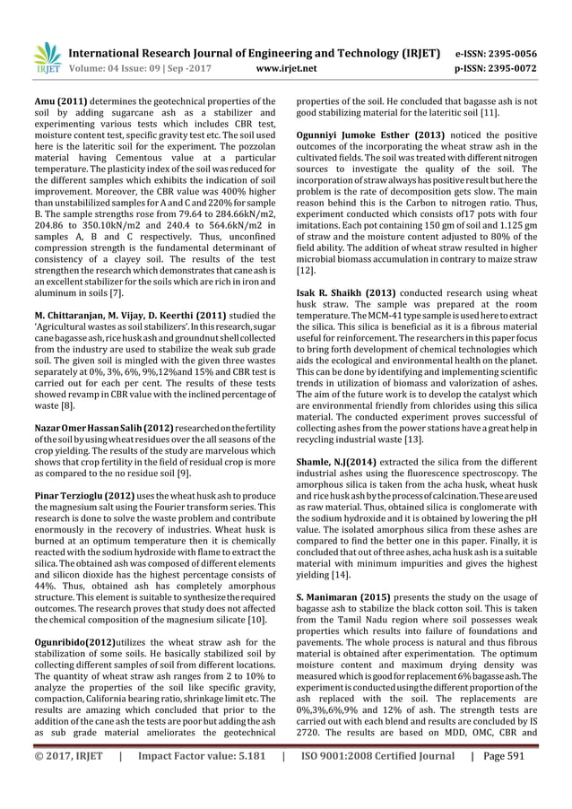 Soil Stabilization using Industrial Waste (Wheat Husk and Sugarcane ...