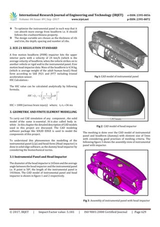Optimization of Instrumental Panel to Reduce Traumatic Brain Injury | PDF