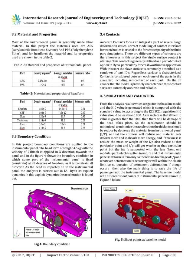 Optimization of Instrumental Panel to Reduce Traumatic Brain Injury | PDF