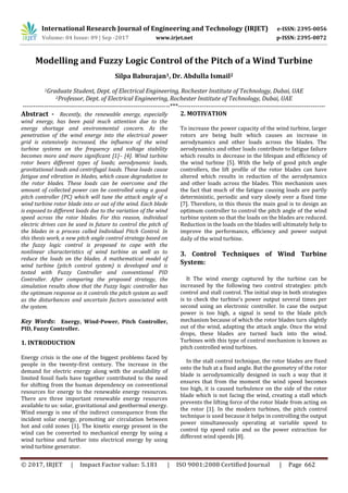 Modelling and Fuzzy Logic Control of the Pitch of a Wind Turbine | PDF