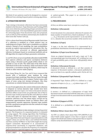 Mining Users Rare Sequential Topic Patterns from Tweets based on Topic Extraction | PDF