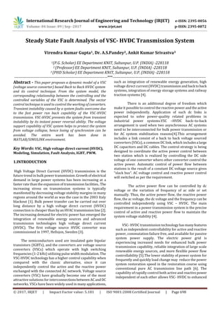 Steady State Fault Analysis of VSC- HVDC Transmission System | PDF