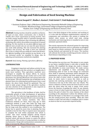 Design and Fabrication of Seed Sowing Machine | PDF