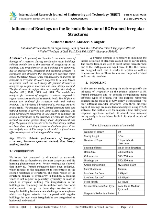 Influence of Bracings on the Seismic Behavior of RC Framed Irregular ...