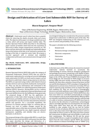 Design and Fabrication of a Low Cost Submersible ROV for Survey of ...