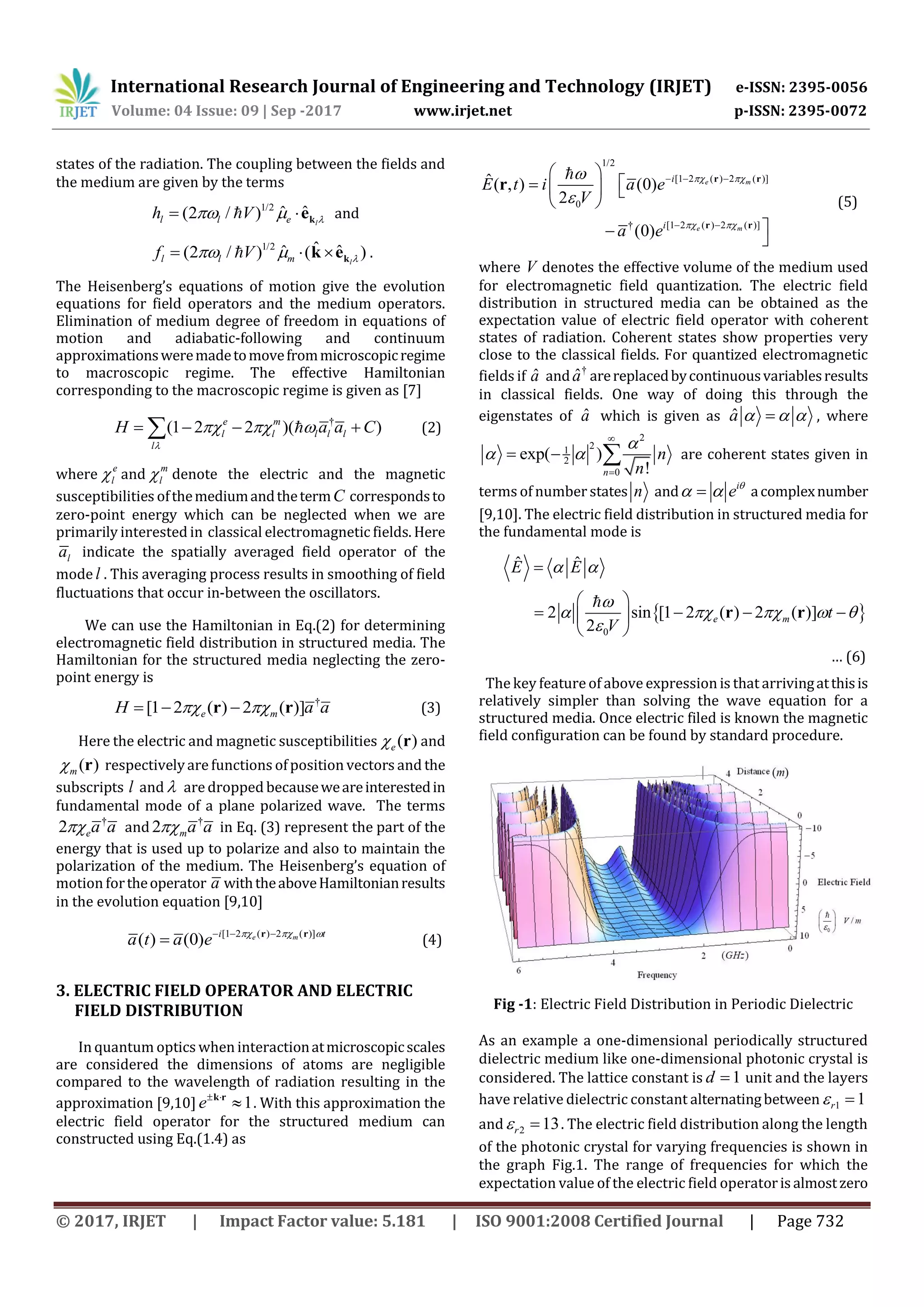 Hamiltonian Approach for Electromagnetic Field in One-dimensional Photonic Crystal | PDF