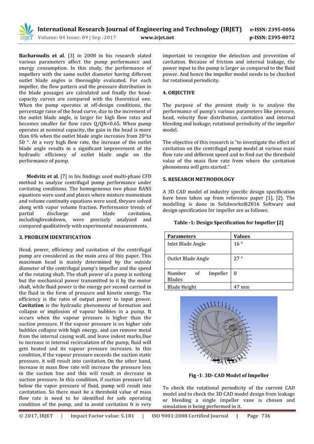 Study of Performance & Cavitation Characterization of Mixed Flow Centrifugal Pump using CFD ...