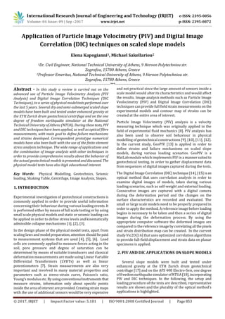 Application of Particle Image Velocimetry (PIV) and Digital Image Correlation (DIC) Techniques ...