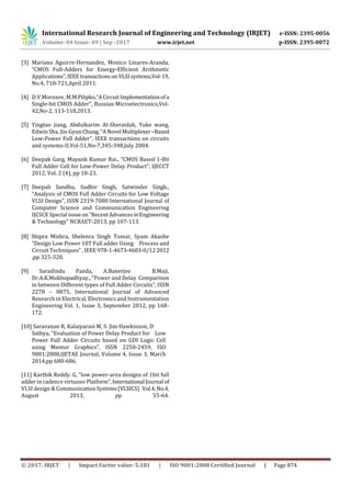 Performance Evaluation of Various CMOS Full Adder Designs: A Review | PDF