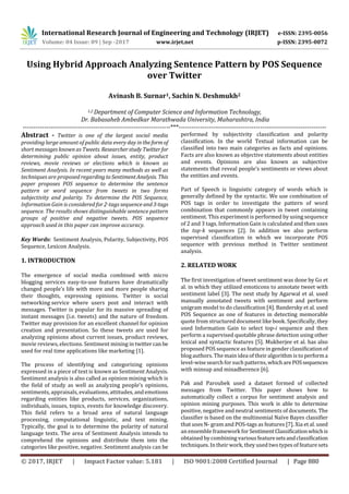 Using Hybrid Approach Analyzing Sentence Pattern by POS Sequence over Twitter | PDF