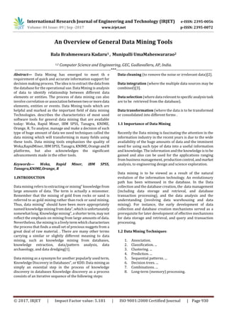 An Overview of General Data Mining Tools | PDF