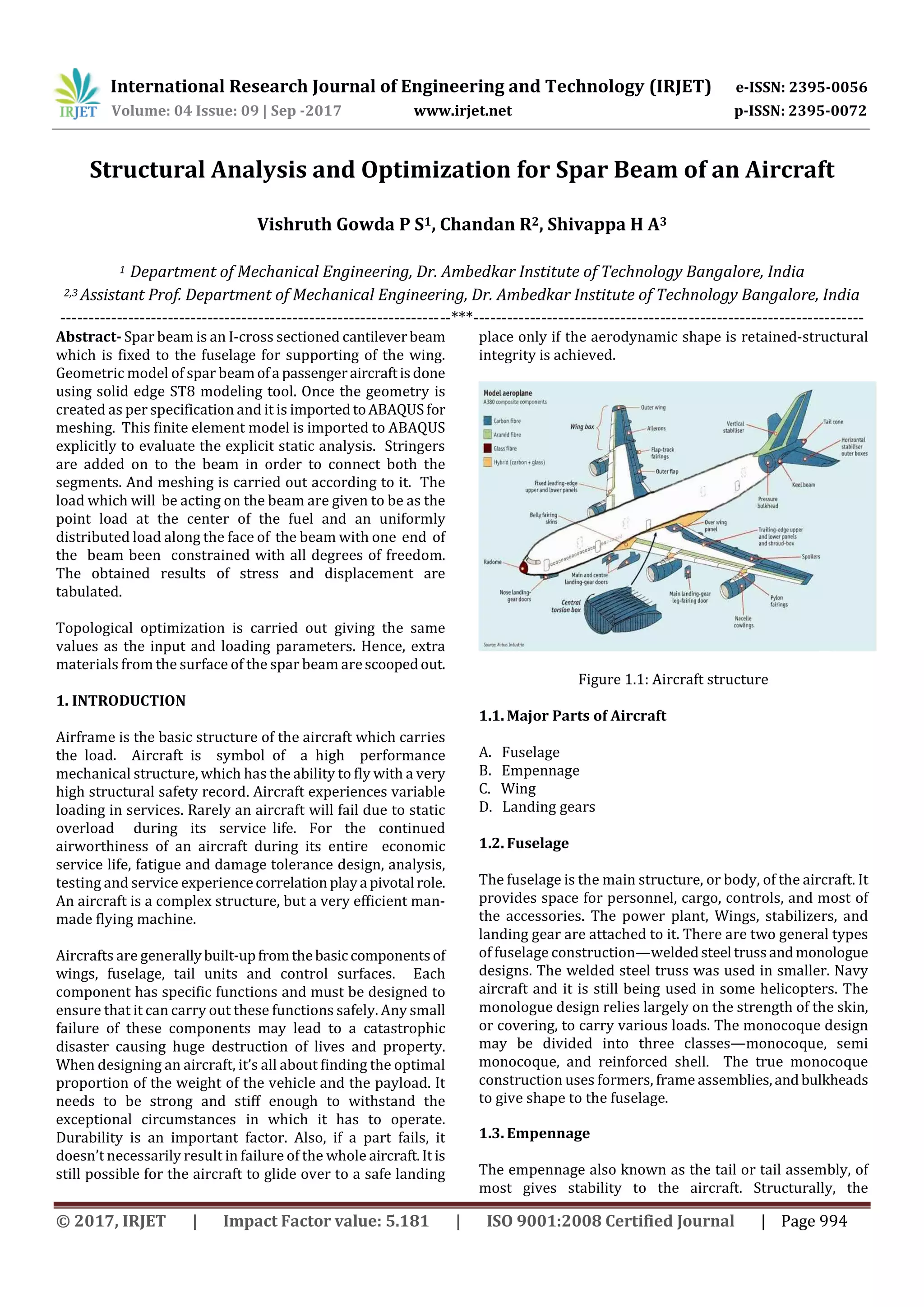 Structural Analysis and Optimization for Spar Beam of an Aircraft | PDF