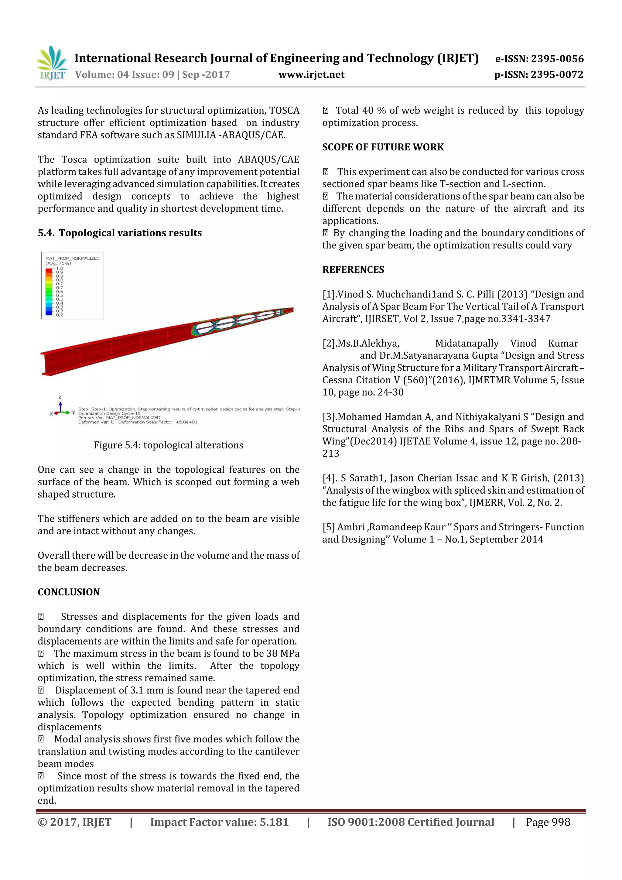 Structural Analysis and Optimization for Spar Beam of an Aircraft | PDF