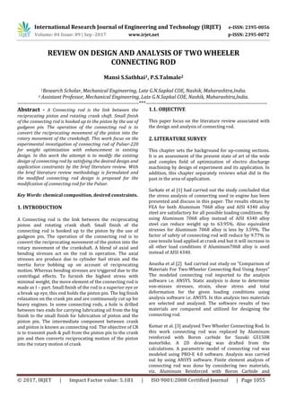 Review on Design and Analysis of Two Wheeler Connecting Rod | PDF
