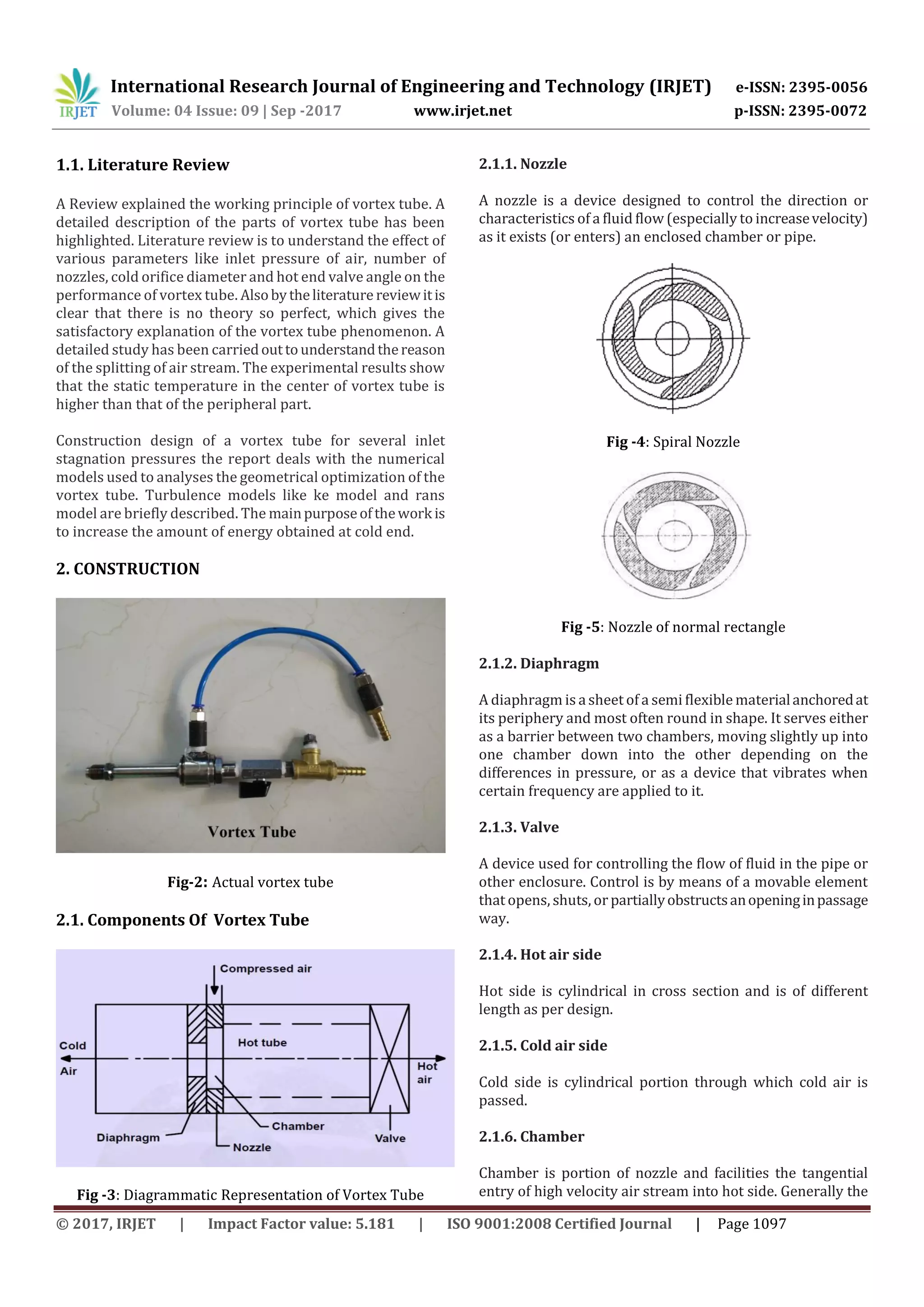 A Review of Vortex Tube Refrigeration System | PDF