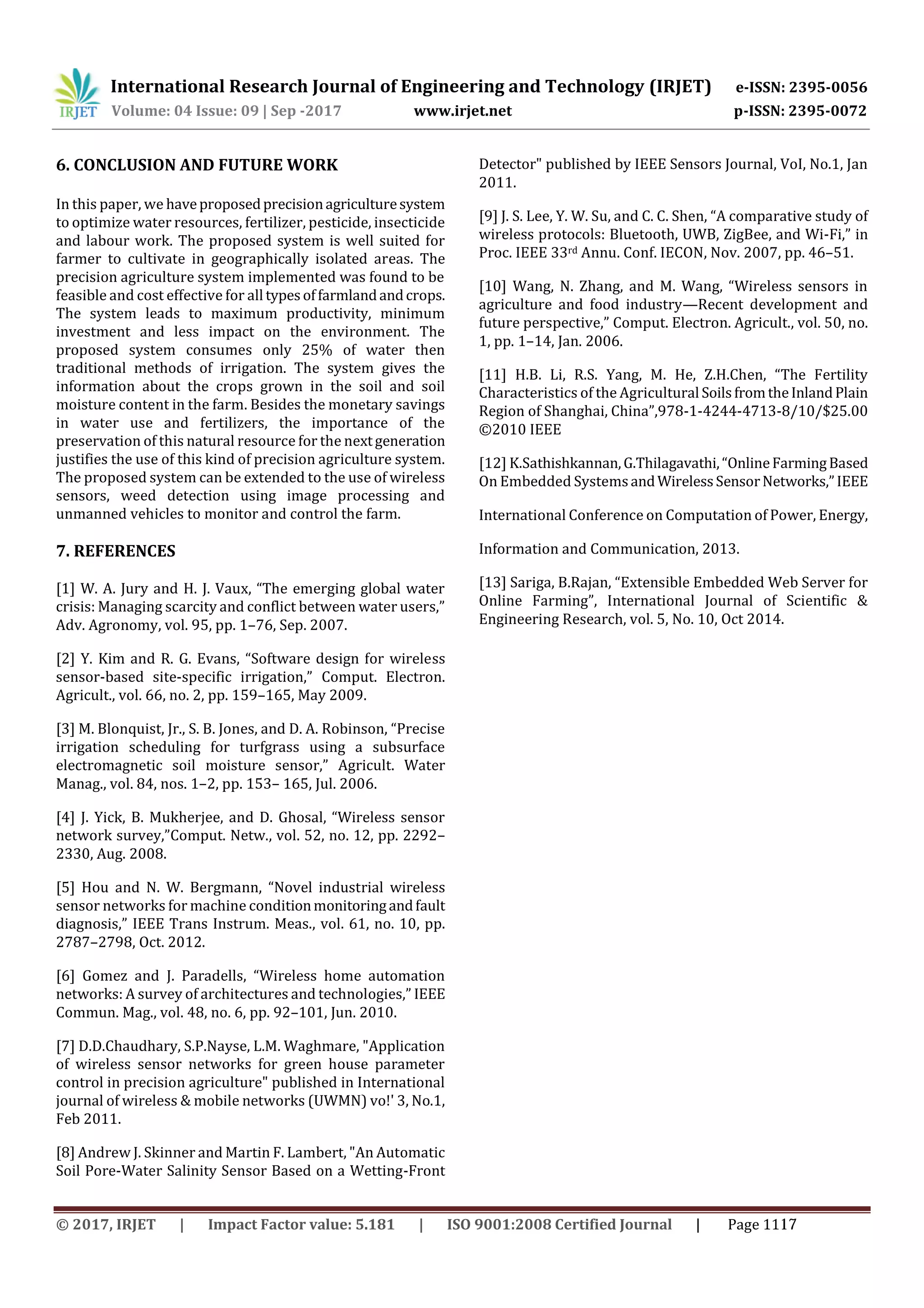 Embedded Web Server for Agriculture Sector | PDF