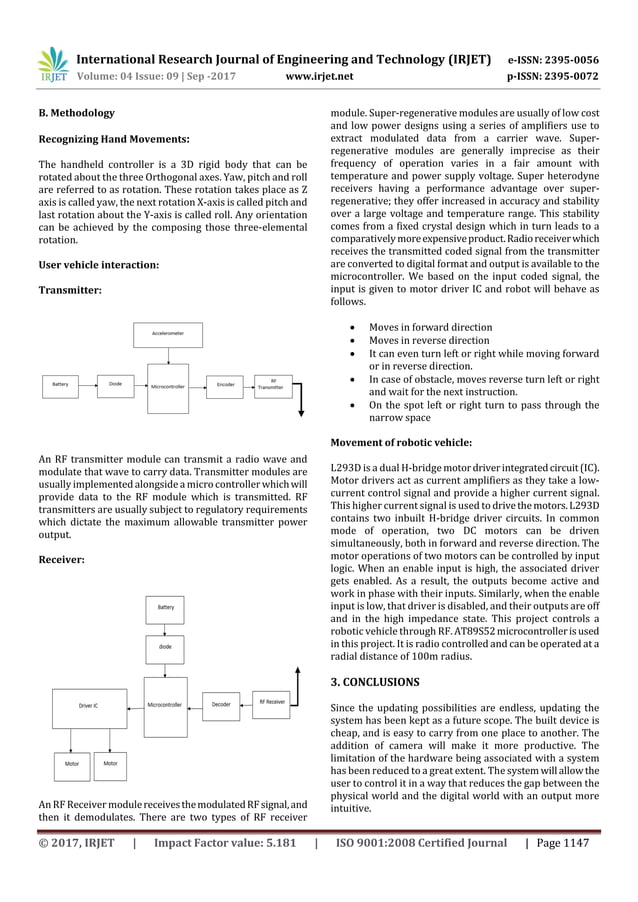 Hand Motion Controlled Robotic Vehicle with Obstacle Detection | PDF