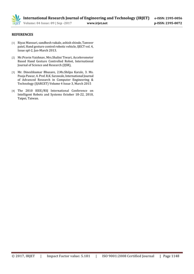 Hand Motion Controlled Robotic Vehicle with Obstacle Detection | PDF