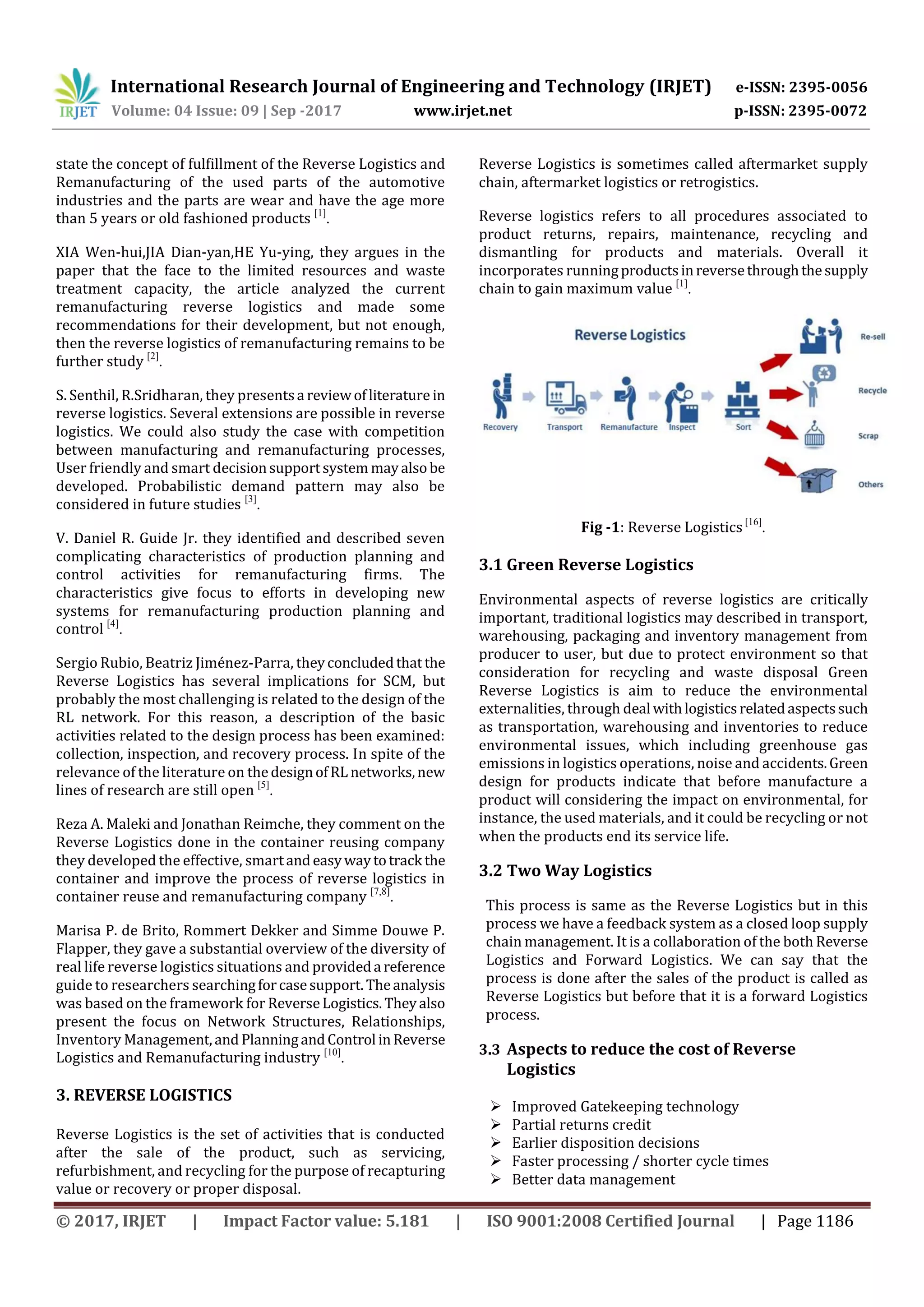 Reverse Logistics and Remanufacturing in Industry | PDF