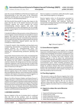 Reverse Logistics and Remanufacturing in Industry | PDF