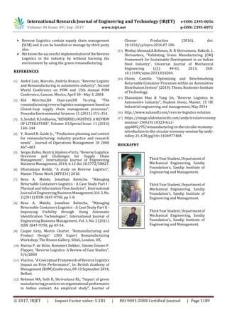 Reverse Logistics and Remanufacturing in Industry | PDF