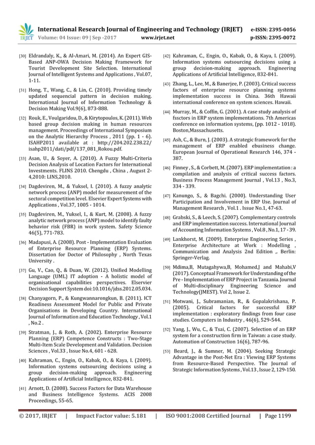 Development of a Practical ERP Pre – Implementation Assessment Model for Organisations in ...