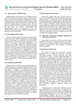 Development of a Practical ERP Pre – Implementation Assessment Model for Organisations in ...
