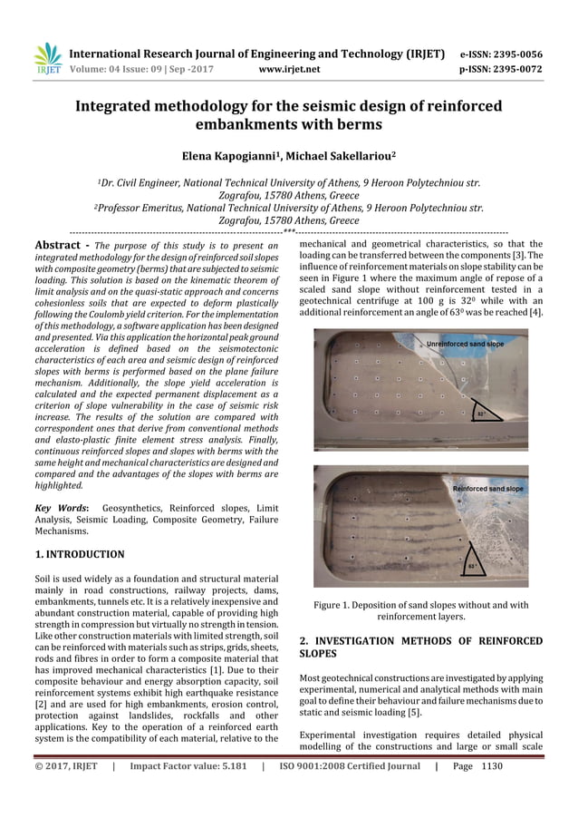 Integrated Methodology for the Seismic Design of Reinforced Embankments ...
