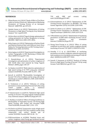 Study of Influence of Tool Nose Radius on Surface Roughness and Material Removal Rate in Turning ...