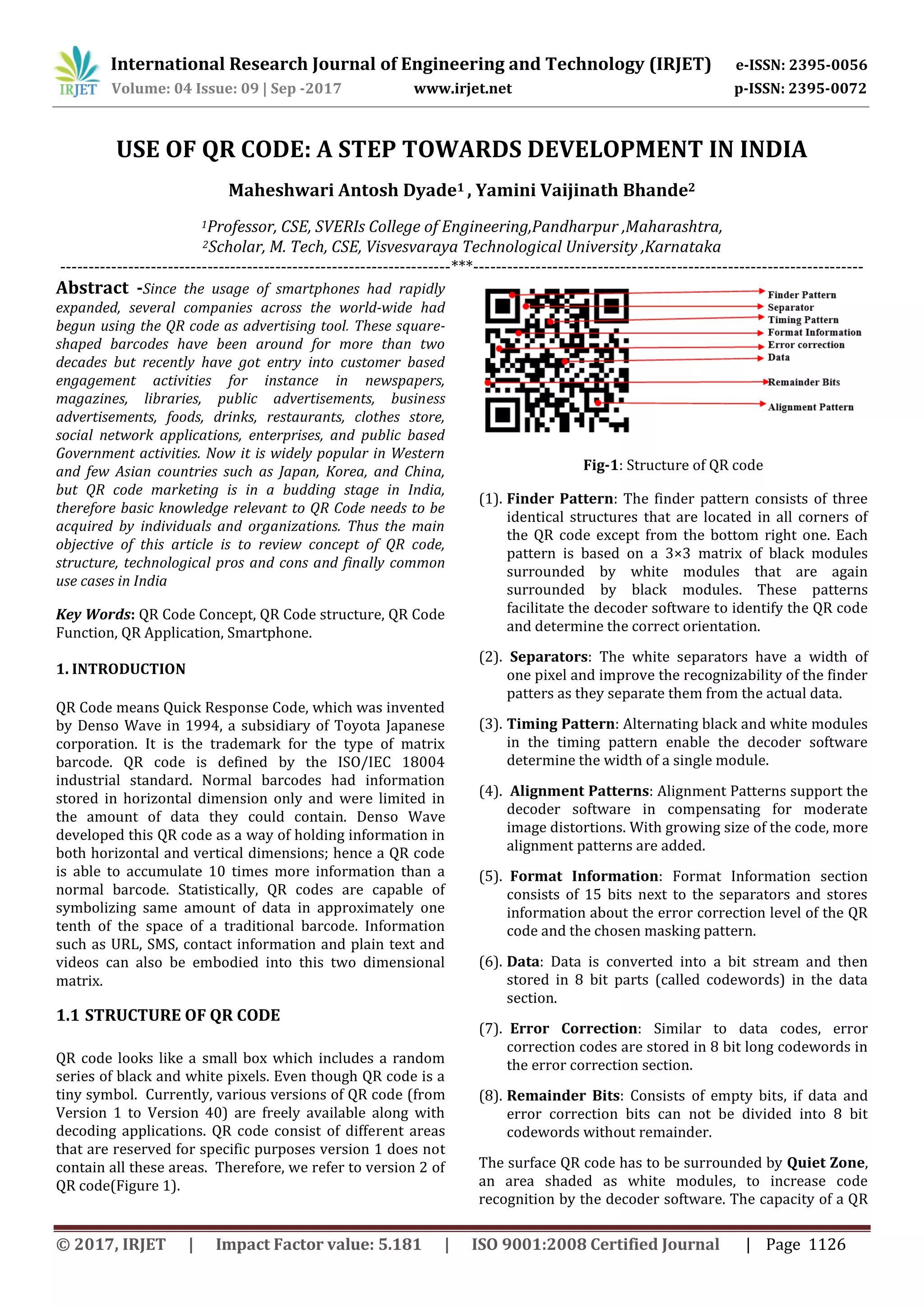 Use of QR Code: A Step Towards Development in India | PDF