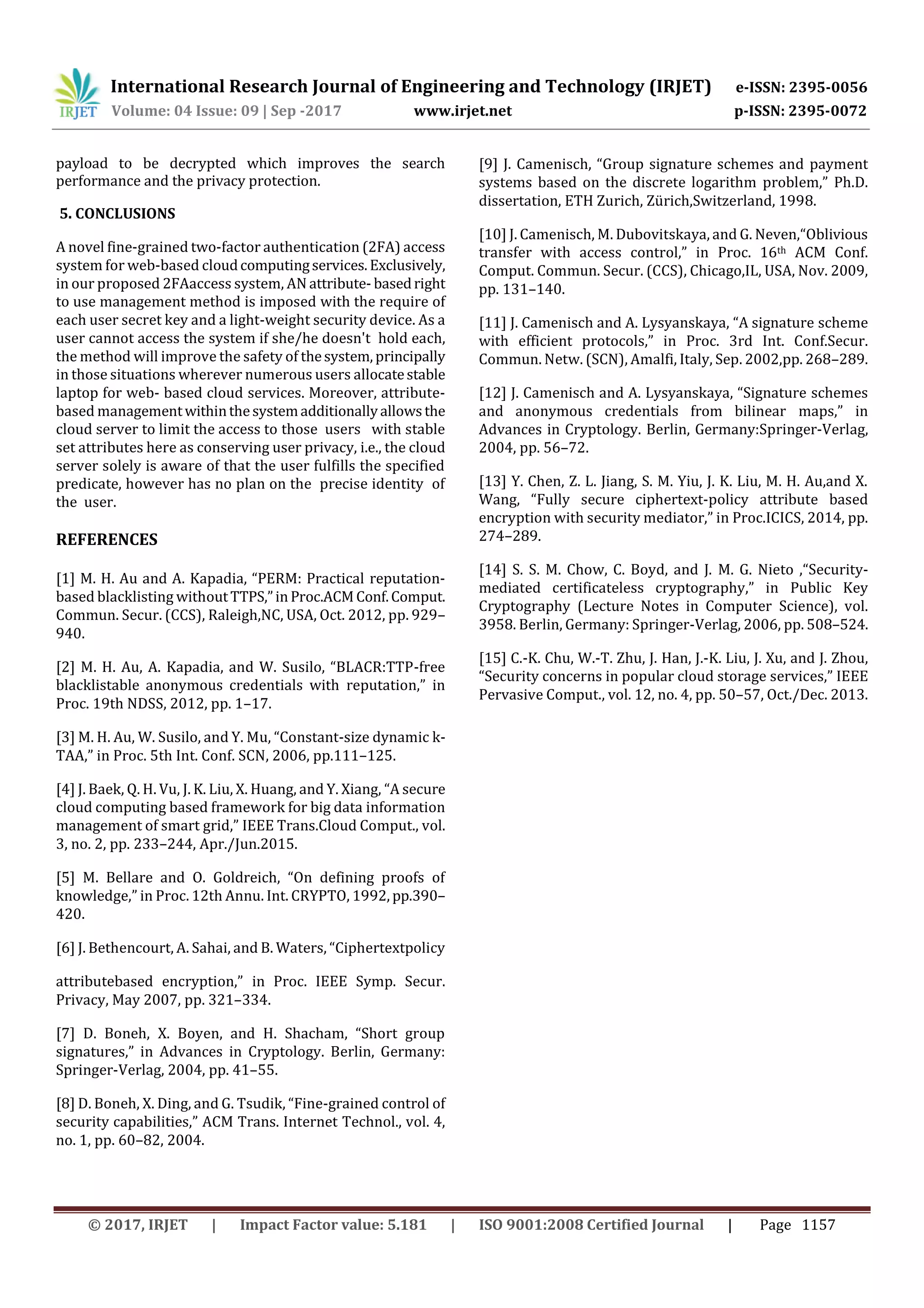 Two Aspect Endorsement Access Control for web Based Cloud Computing | PDF