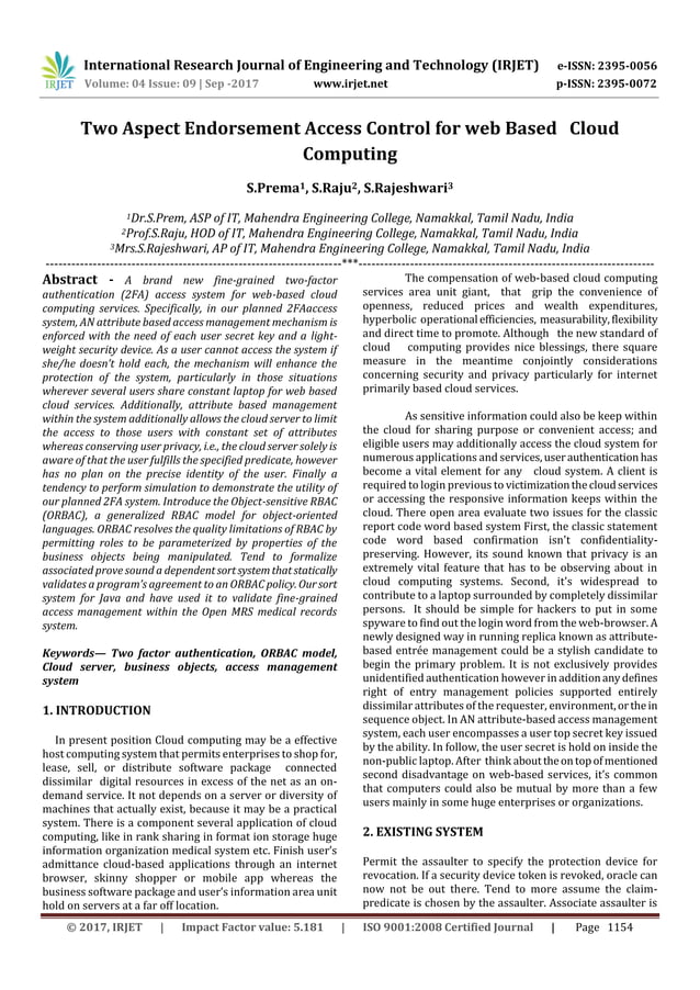 Two Aspect Endorsement Access Control for web Based Cloud Computing | PDF | Free Download