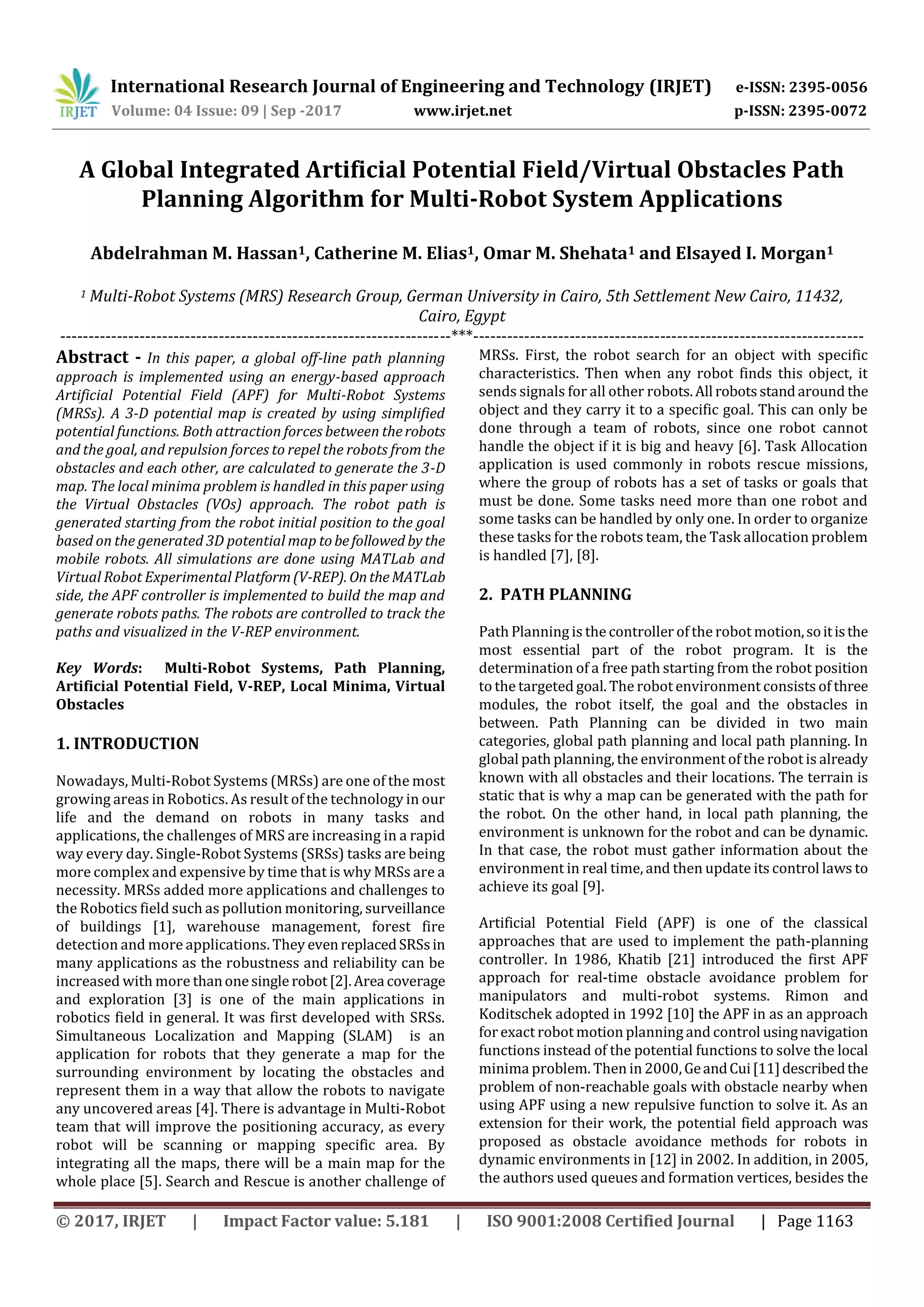 A Global Integrated Artificial Potential Field/Virtual Obstacles Path ... A Global Integrated Artificial Potential Field/Virtual Obstacles Path ...