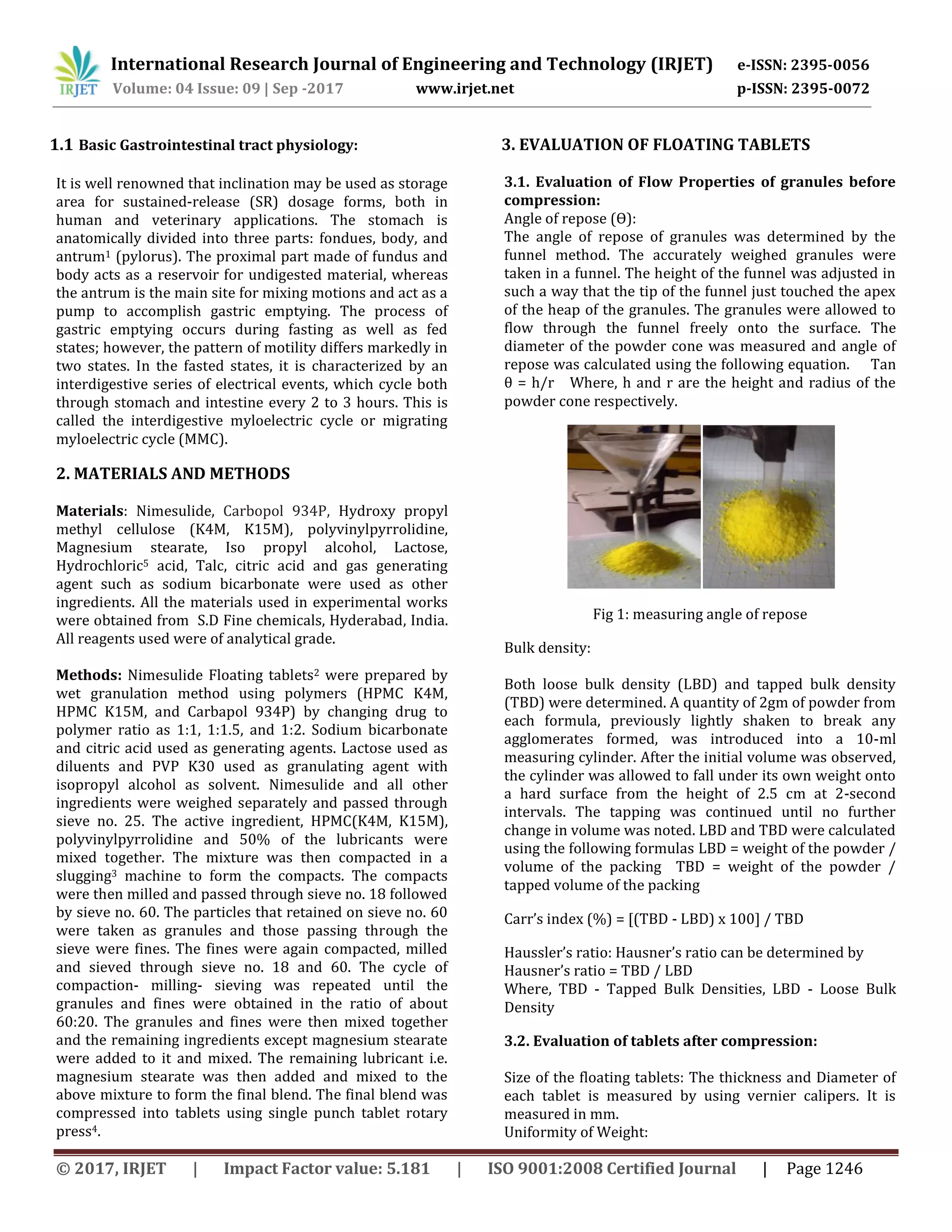 Formulation And Evaluation Of Floating Tablets Using Nimesulide As A Model Drug Pdf