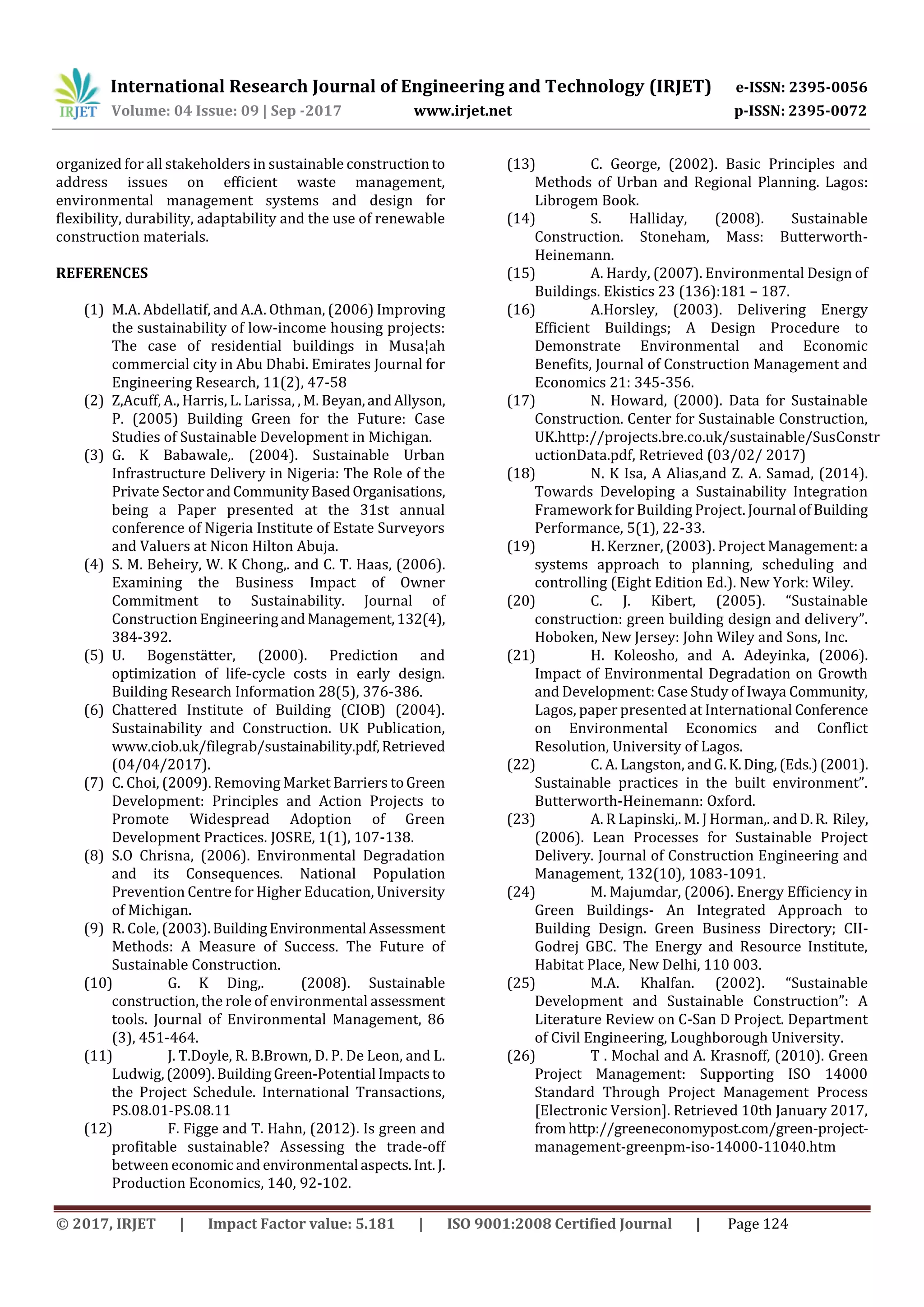 Sustainability in Building Construction: Strategy for Achieving ...