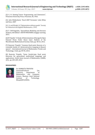 Optimization Problems Solved by Different Platforms Say Optimum Tool Box (Matlab) and Excel ...