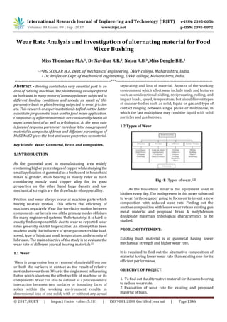 Wear Rate Analysis and Investigation of Alternating Material for Food ...