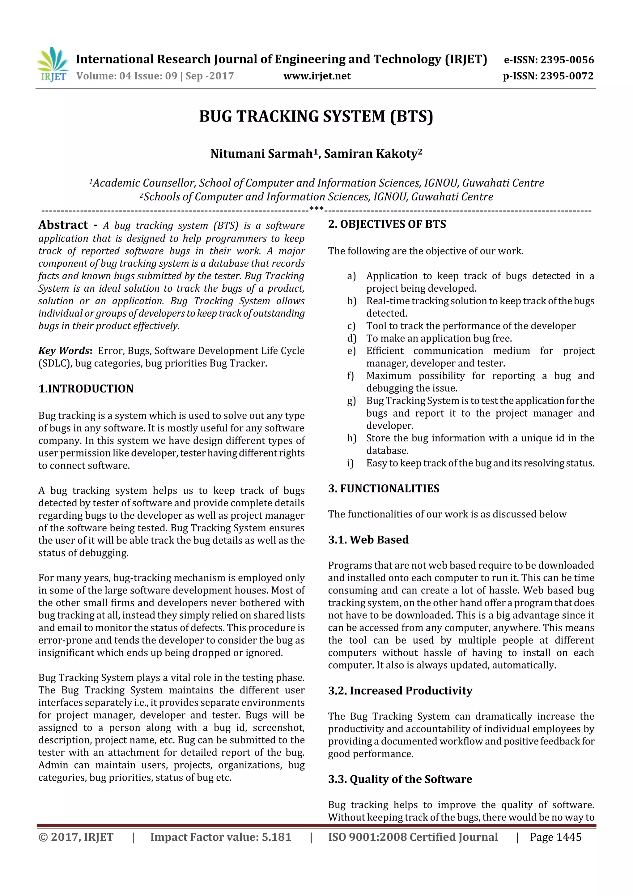 Bug Tracking System (BTS) | PDF